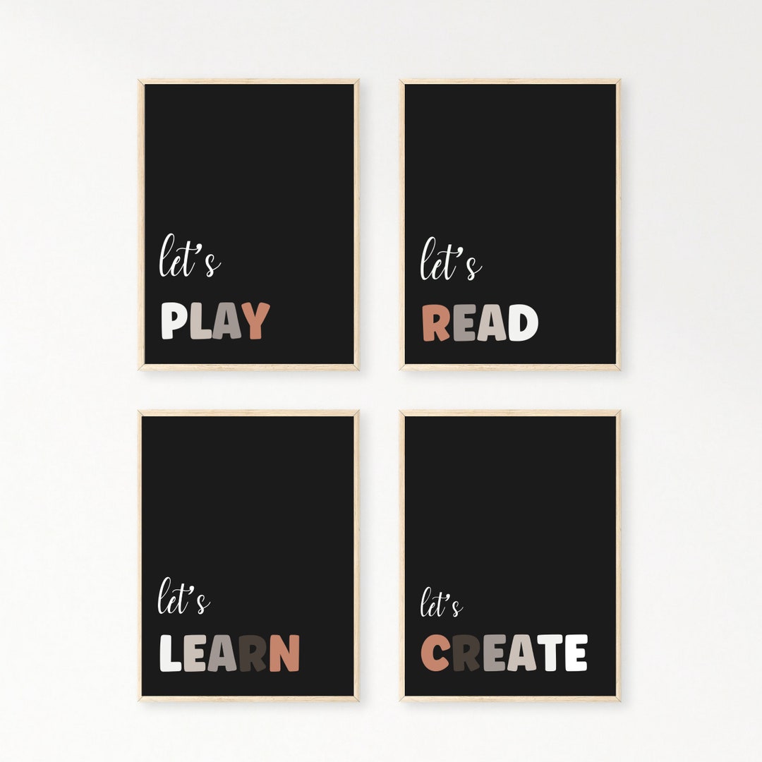 Let's Play Let's Read Let's Learn Let's Create Set of 4 Playroom Prints ...