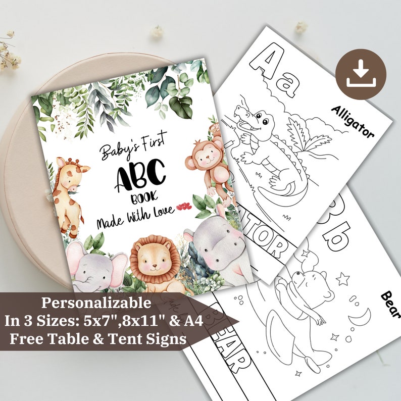 Baby ABC Book: Woodland Animals Coloring Pages (digital Download) - Etsy