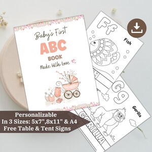Baby Alphabet Book Girl Baby Shower ABC Coloring Book ABC Baby Book ...