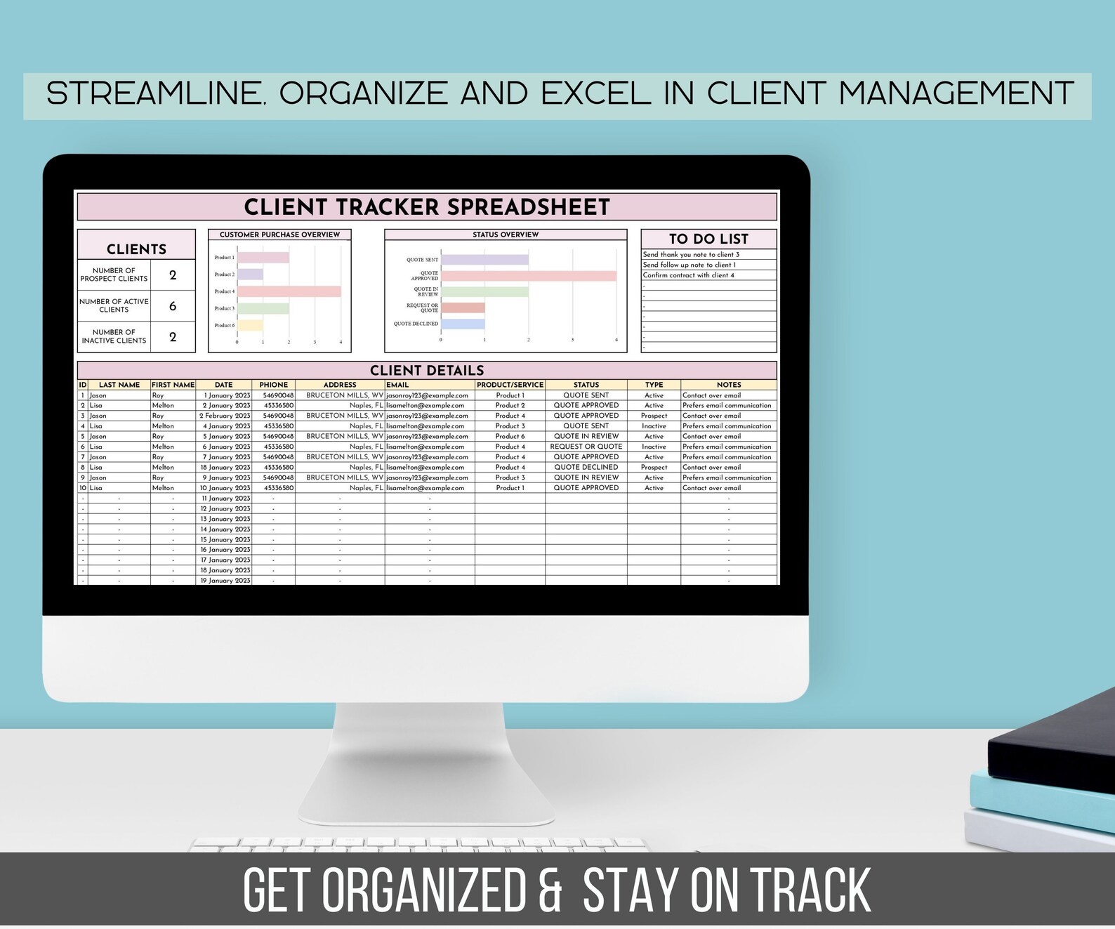 Client Tracker Spreadsheet for Google Sheets Client - Etsy
