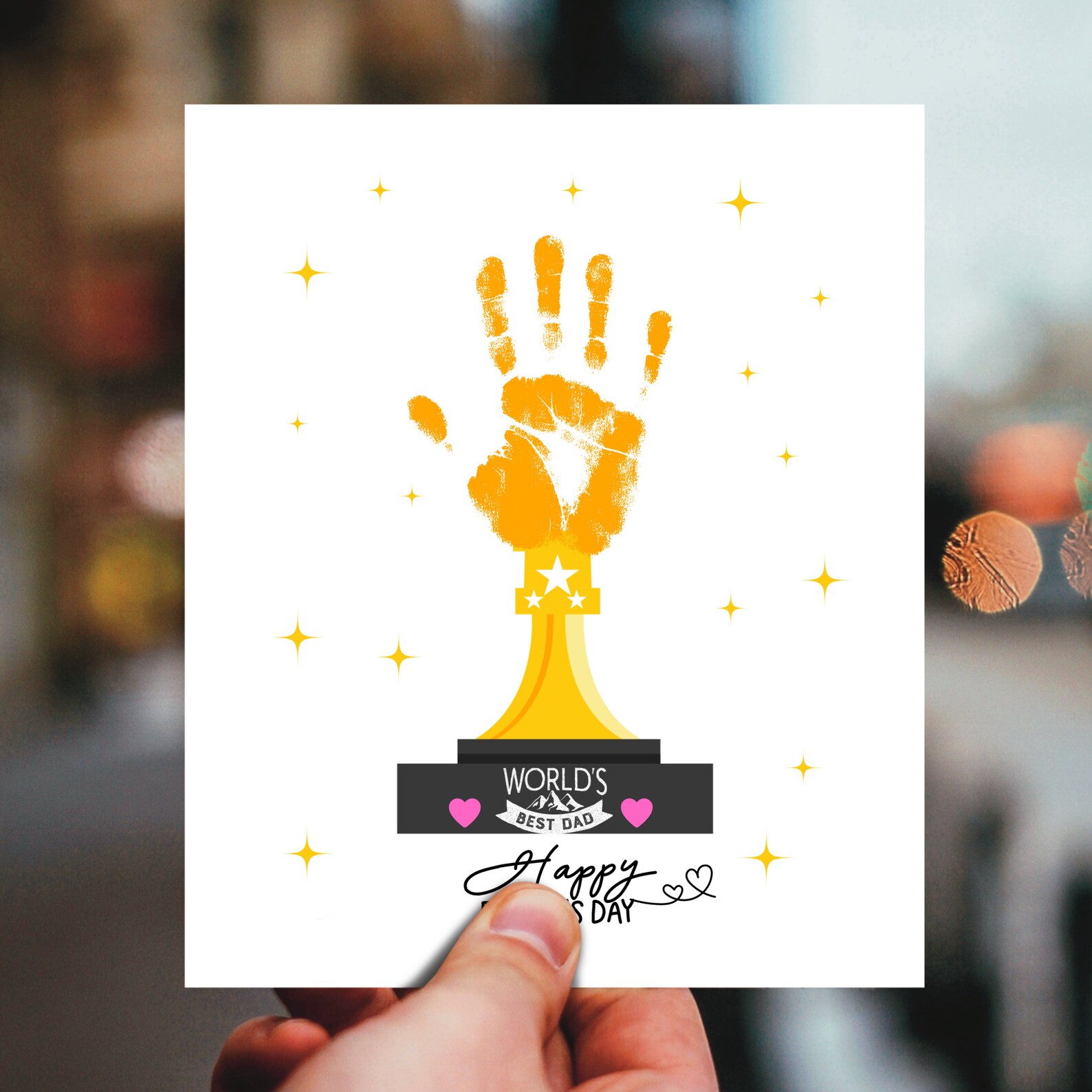 Best Dad Handprint Keepsake, Trophy Template, DIY Digital Download ...
