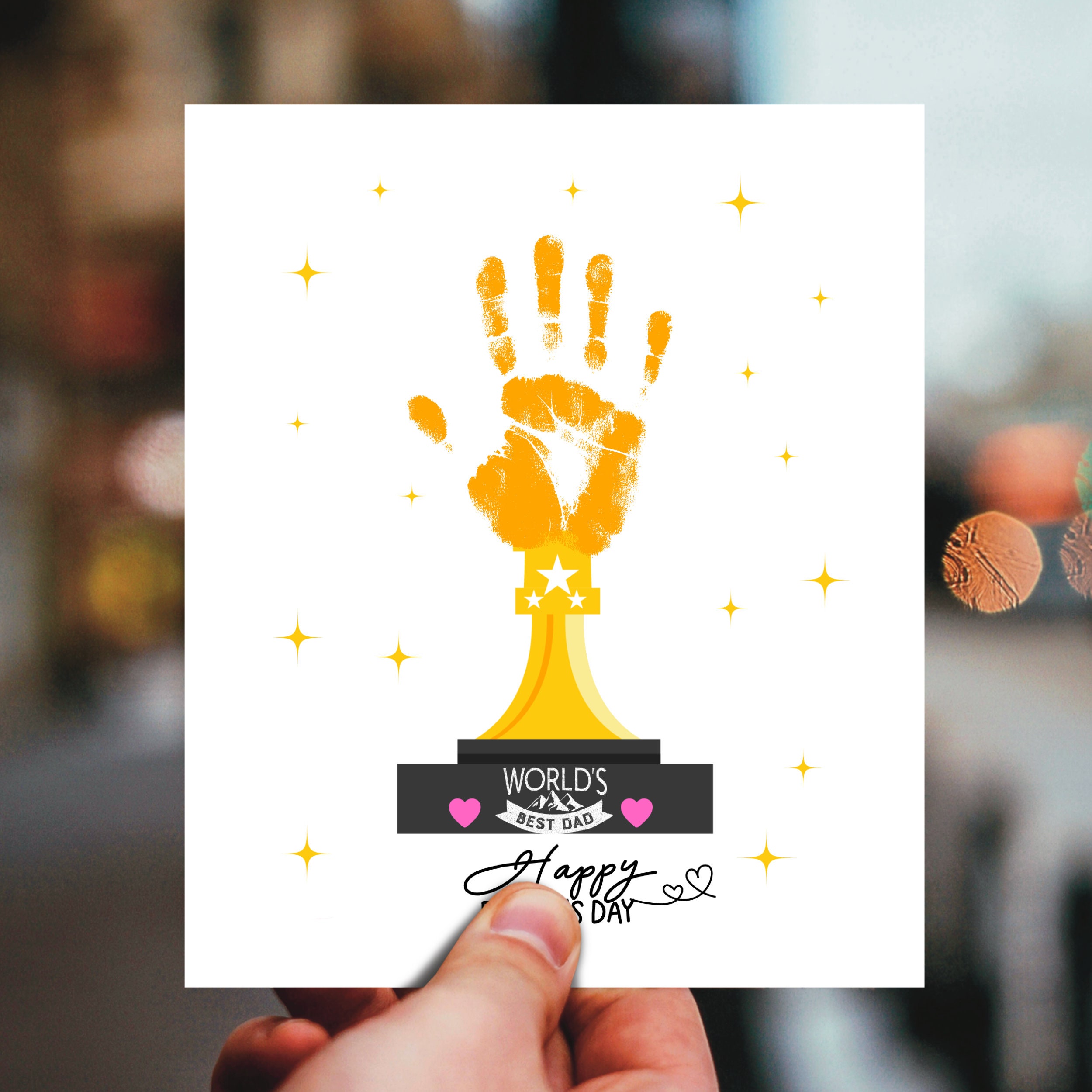 Best Dad Handprint Keepsake, Trophy Template, DIY Digital Download ...