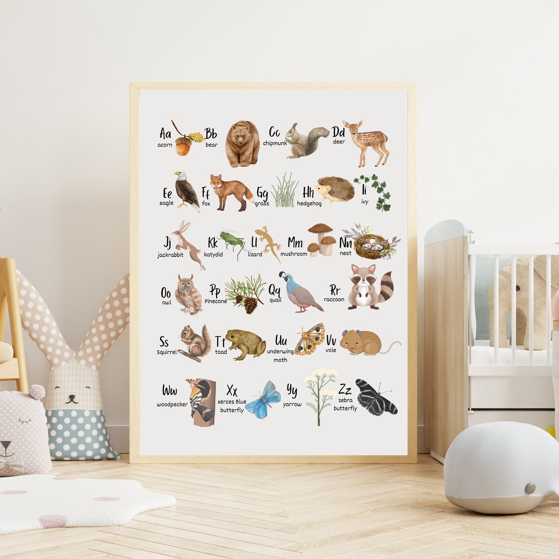 Woodland Animal Alphabet Poster: ABC & Numbers Nursery Art (digital ...