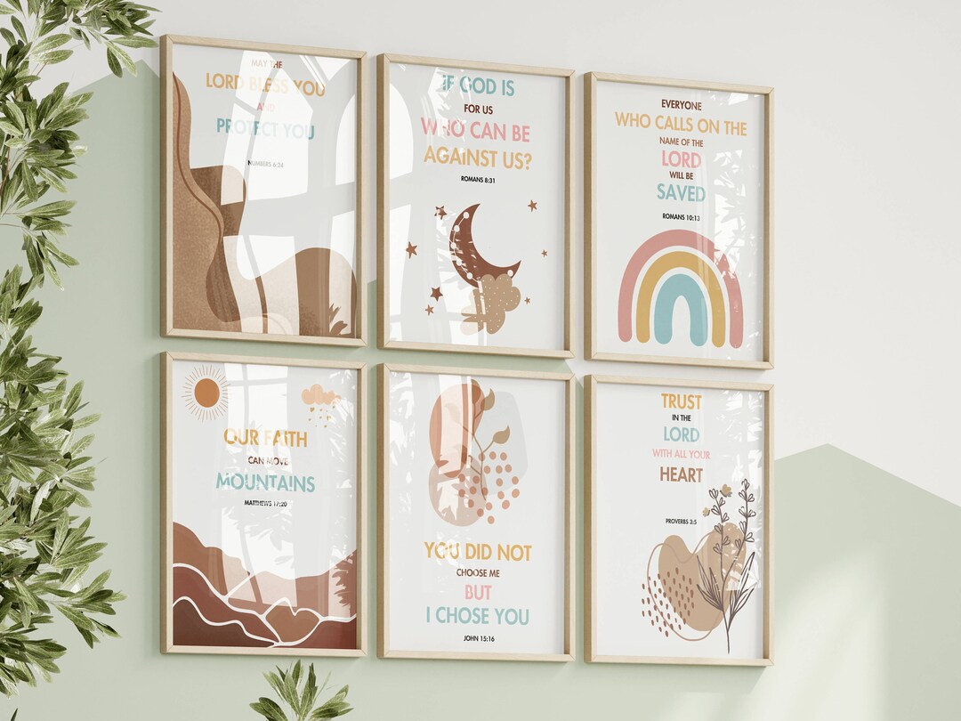 Church Nursery Decor Kids Bible Verse Poster Boho Sunday School Decor ...