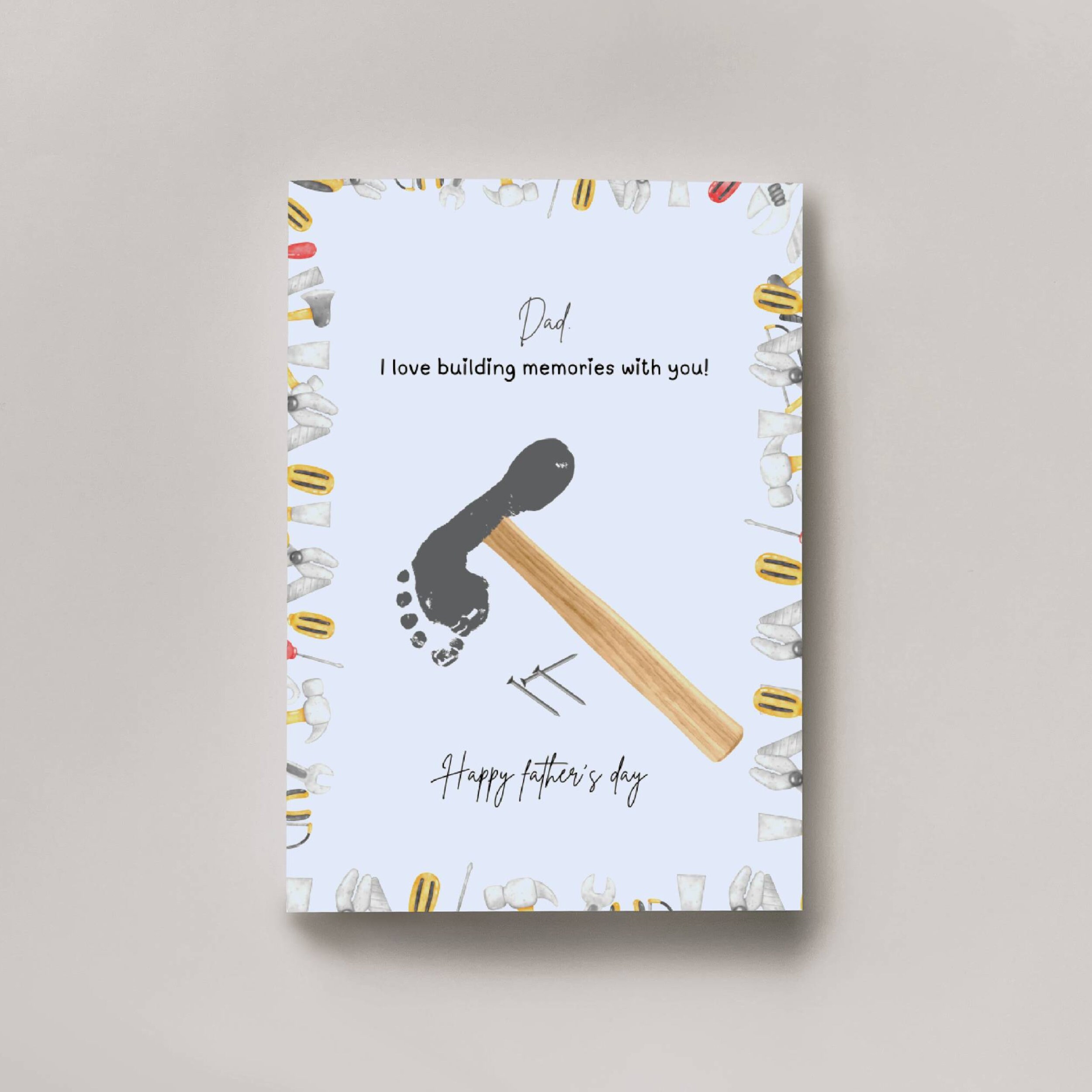 Hammer Footprint Art Fathers Day Craft Gift for Dad Toddler Baby ...