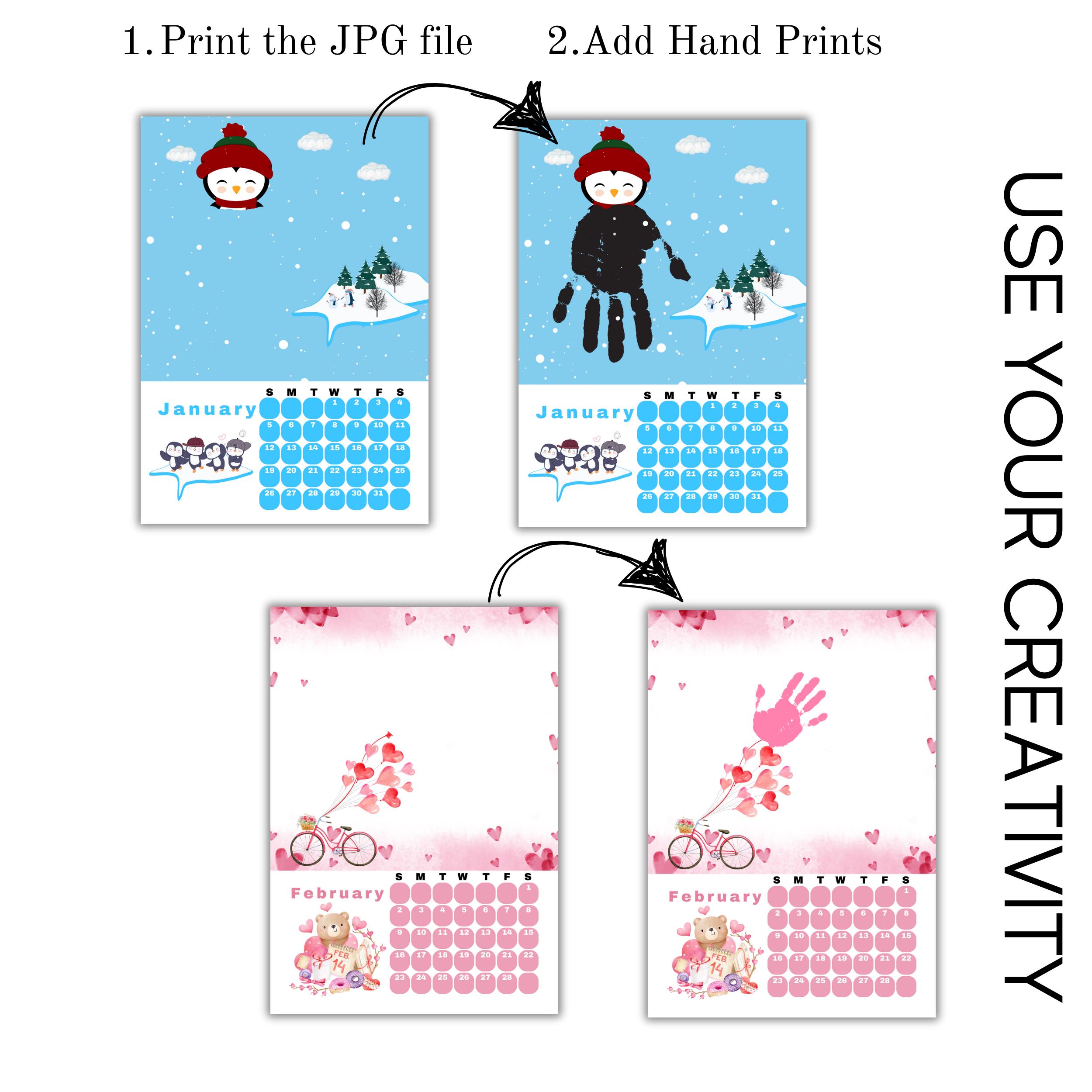 Handprint Calendar 2025, Handprint Craft for Kids Baby Toddler Memory ...