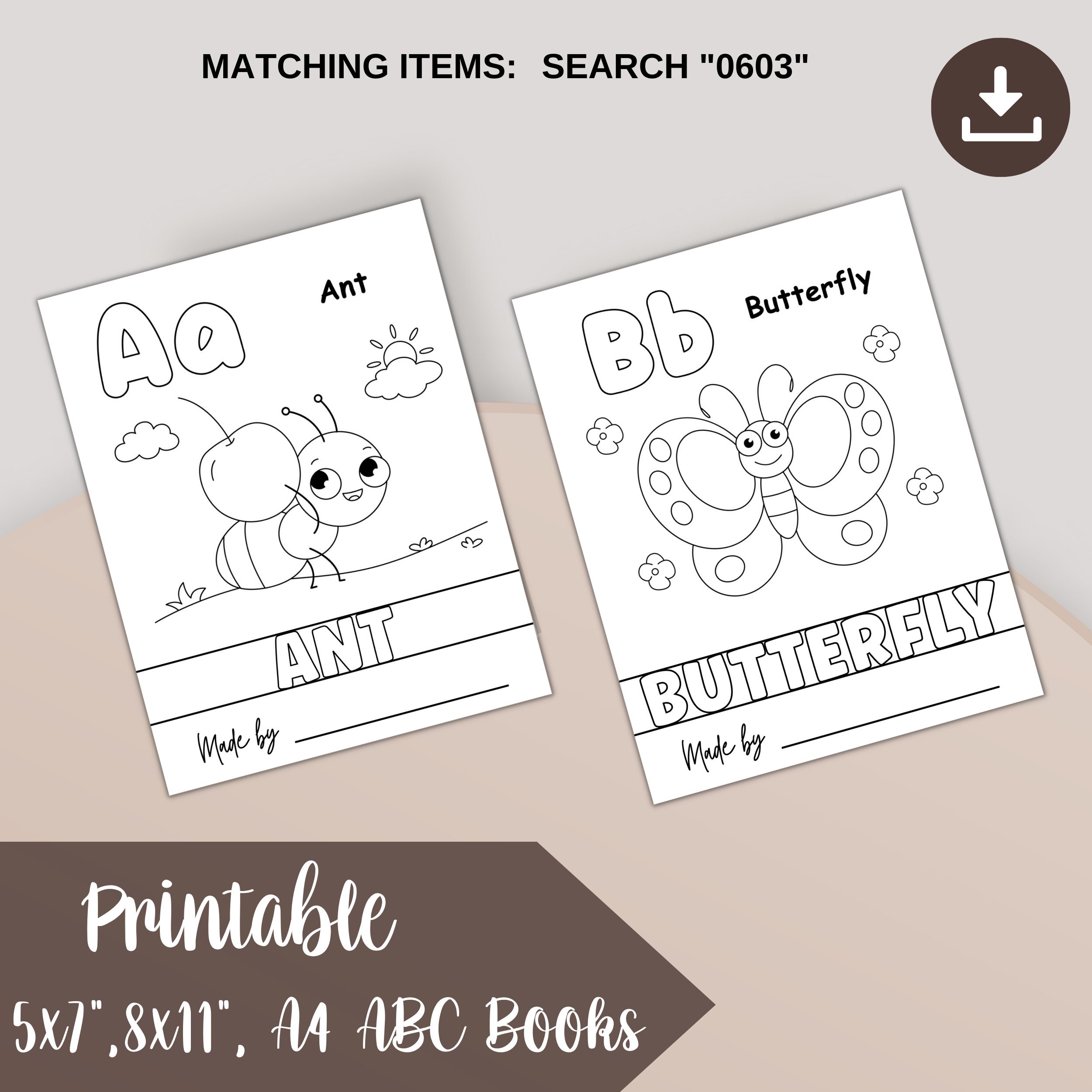 Jungle Baby Shower ABC Book, Greenery Printable Activity Coloring Pages ...