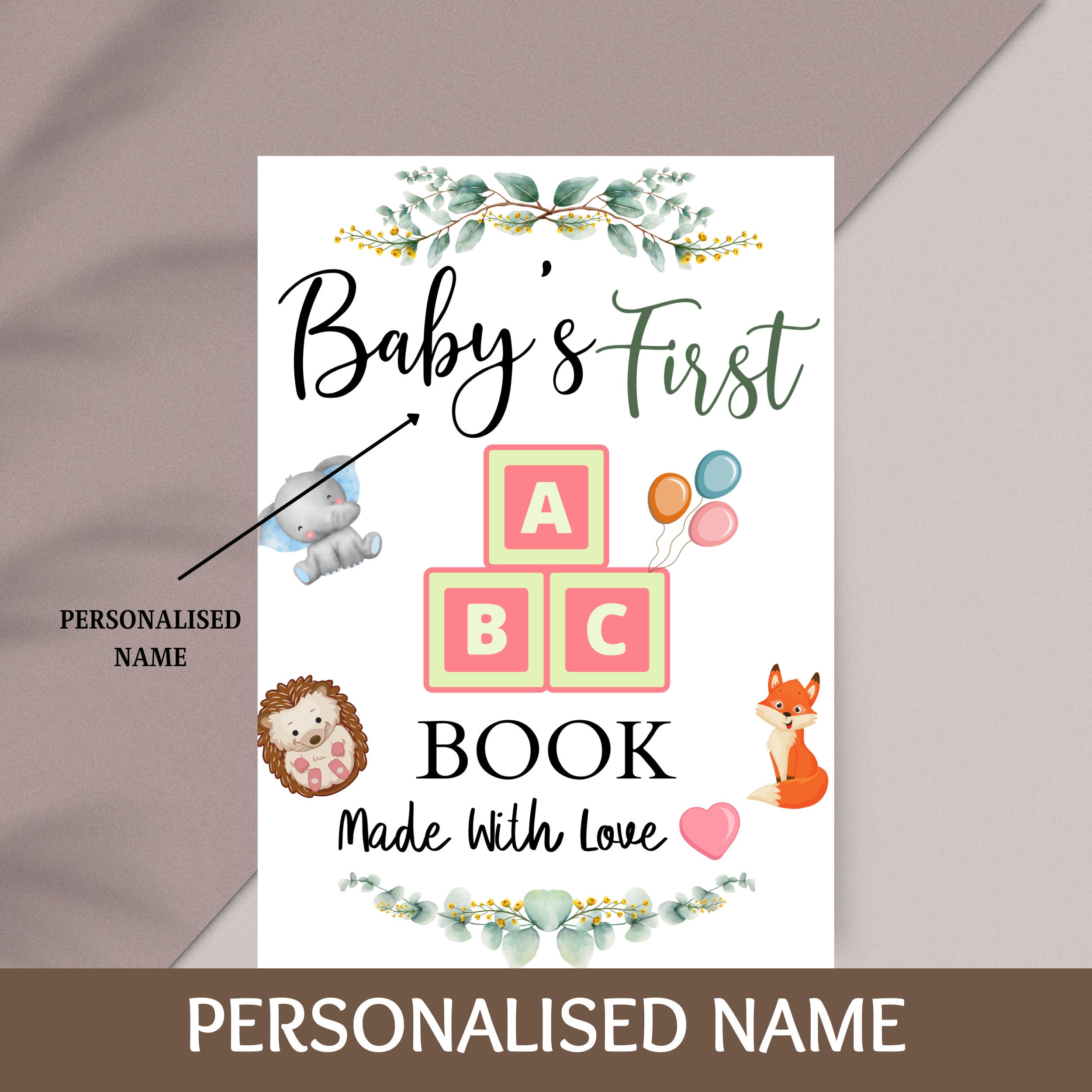 Printable Baby Shower ABC Book Template, Alphabet Cards DIY, Baby ...