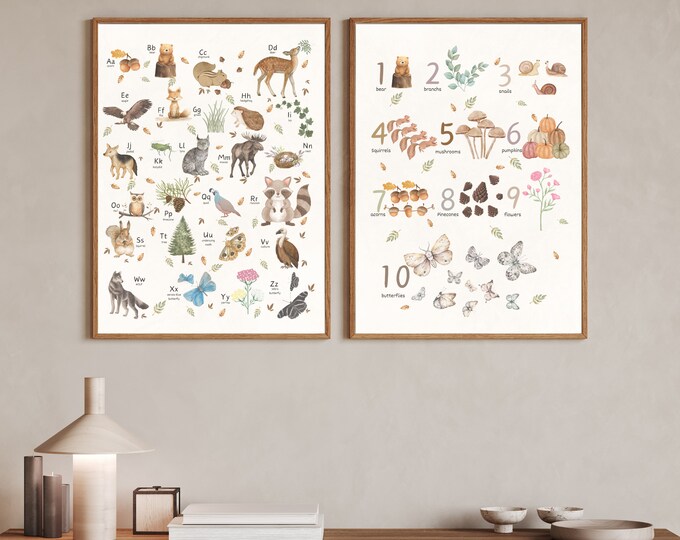 Woodland Alphabet Poster Woodland Nursery Decor Educational Posters ...