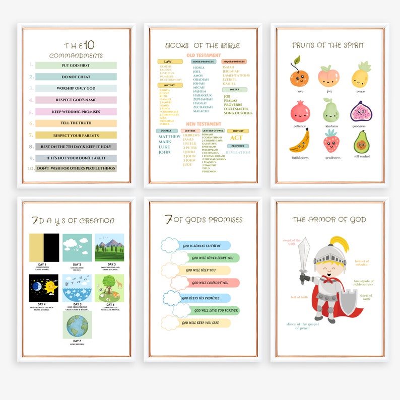 Christian Educational Posters Bundle, Kids Bible Verse Scripture ...