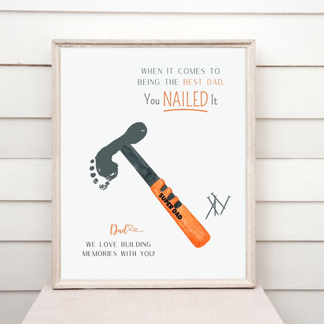 Hammer Footprint Craft Printable, Father's Day Keepsake for Toddler Son ...
