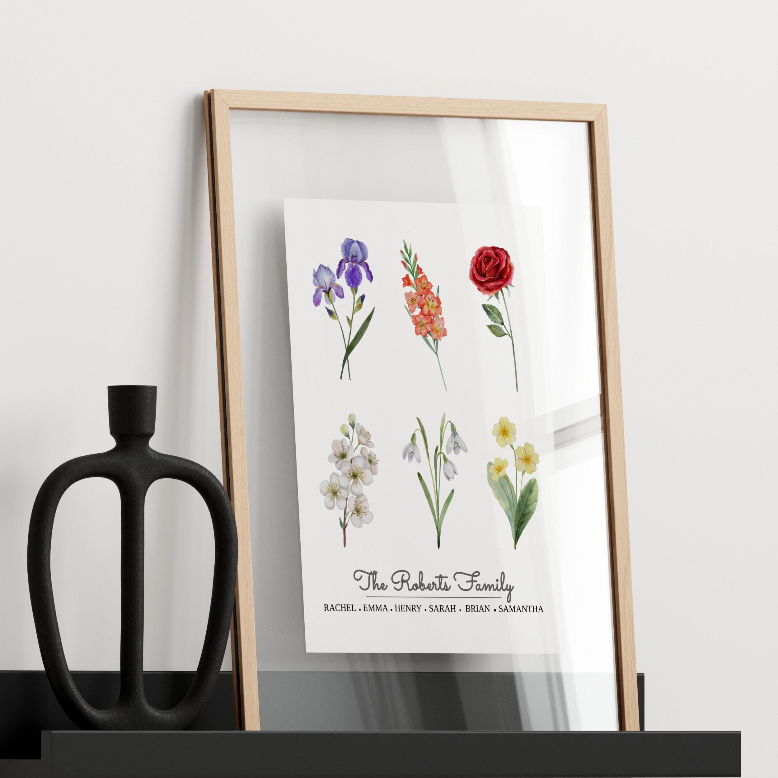 Customizable Birth Flower Bunch Print, Personalized Family Birth Month ...