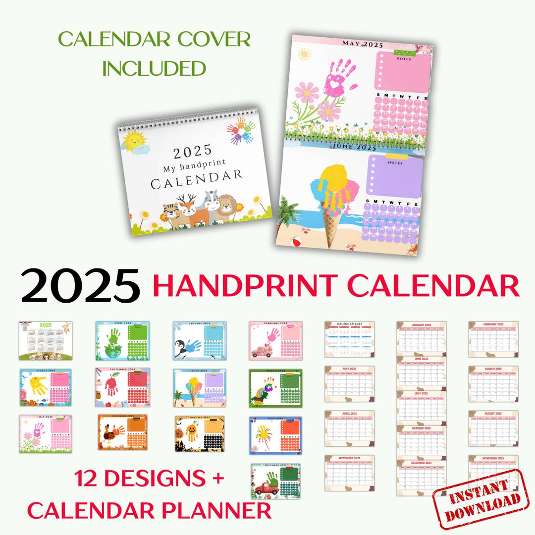2025 Christmas Handprint Calendar, DIY Printable Handprint Craft Bundle ...