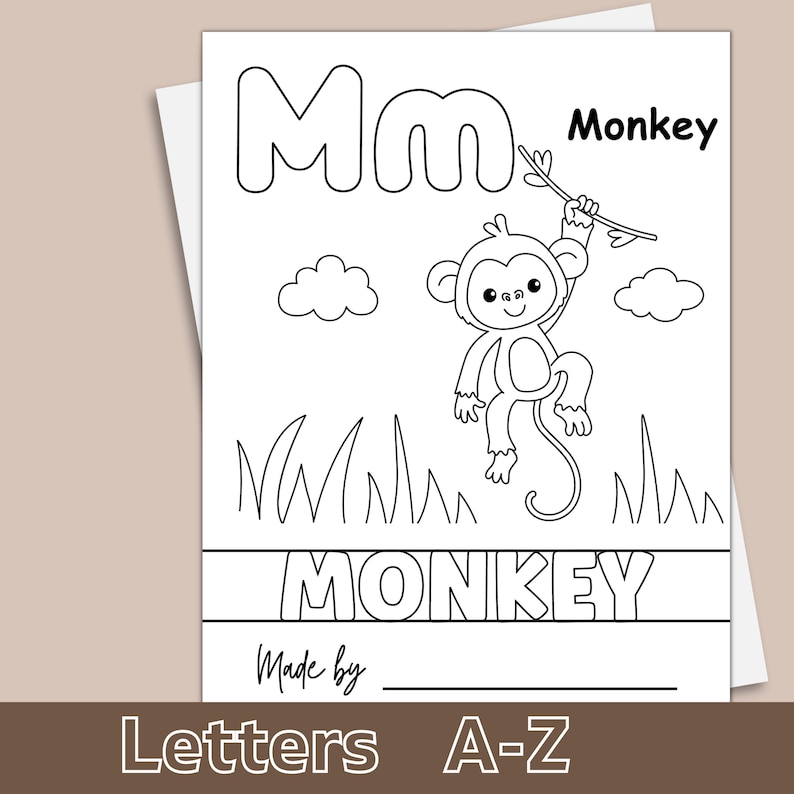 Safari ABC Coloring Book: Printable Baby Shower Activity (digital ...