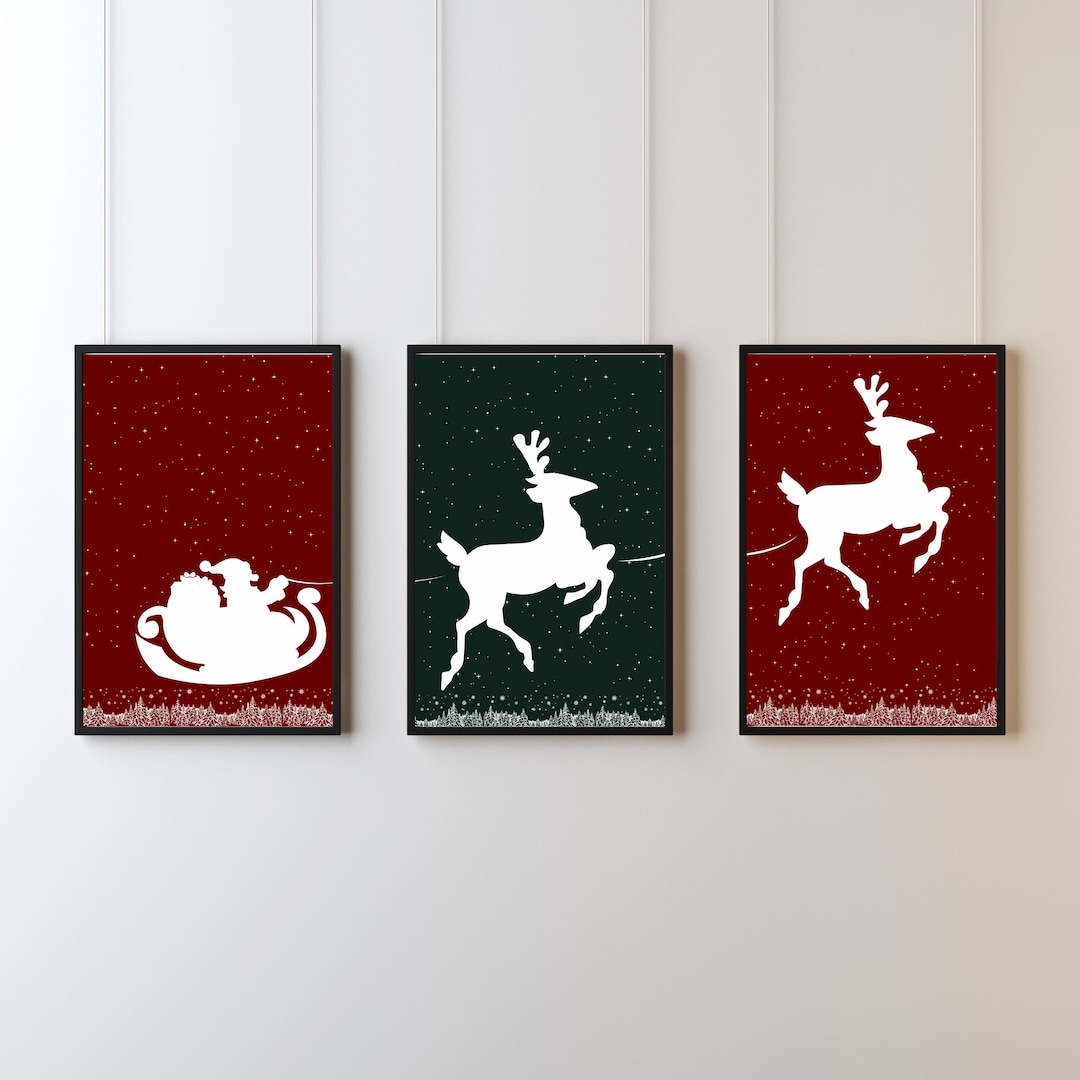 Santa Sleigh And Reindeer Wall Art at Dorothy Bufkin blog