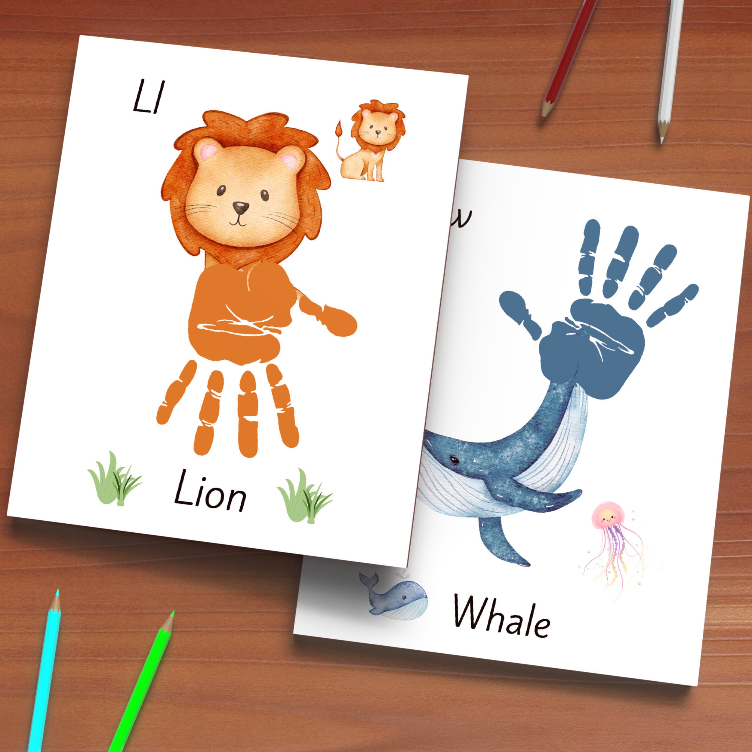 Alphabet Handprint Art: A-Z Animal Footprint Memory Book (digital ...