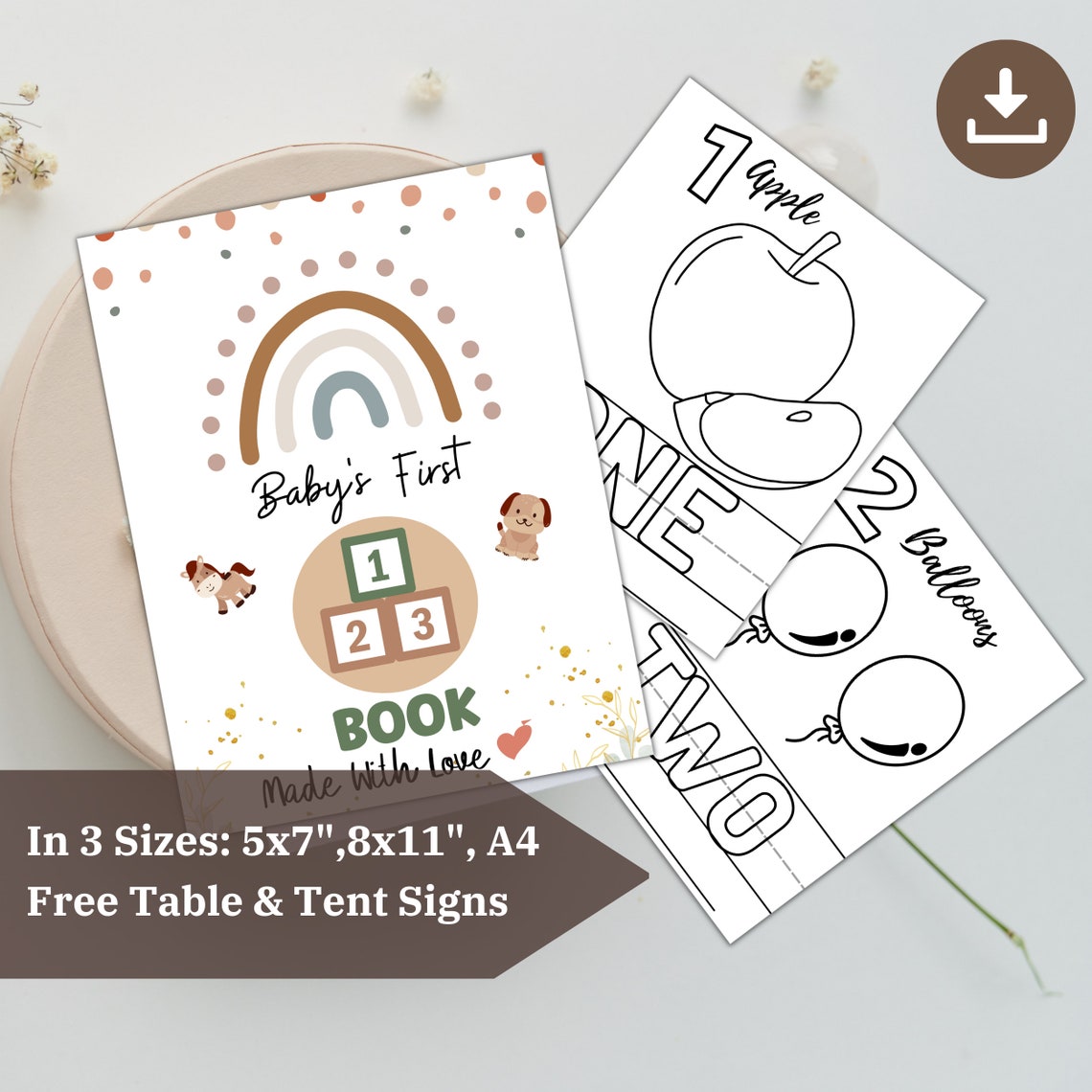Babys First 123 Book Baby Shower Numbers Book Printable - Etsy
