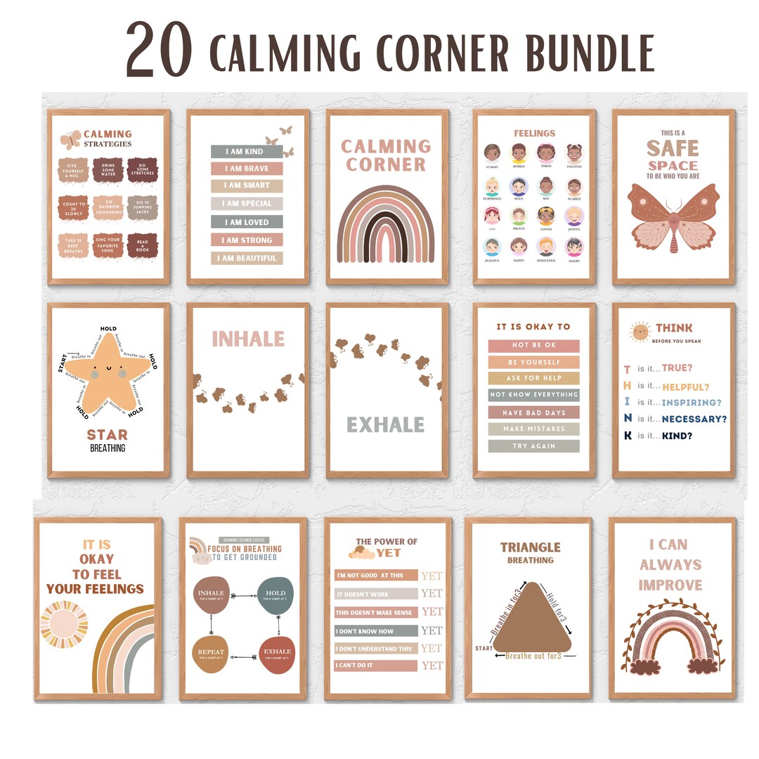20 Calming Corner Posters Set Boho Educational Classroom Homeschool ...