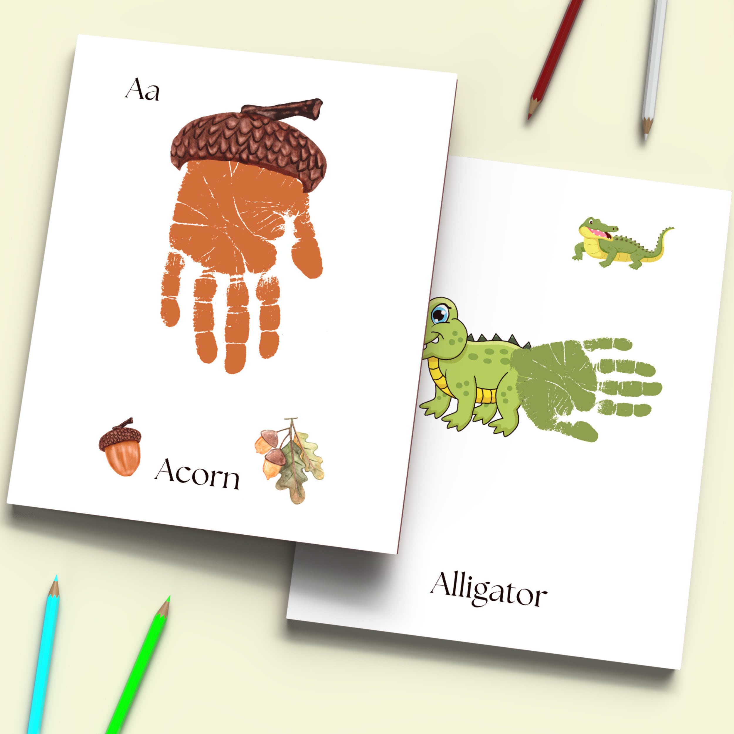 Alphabet Handprint Craft A-Z ABC Handprint Book Preschool & Classroom ...