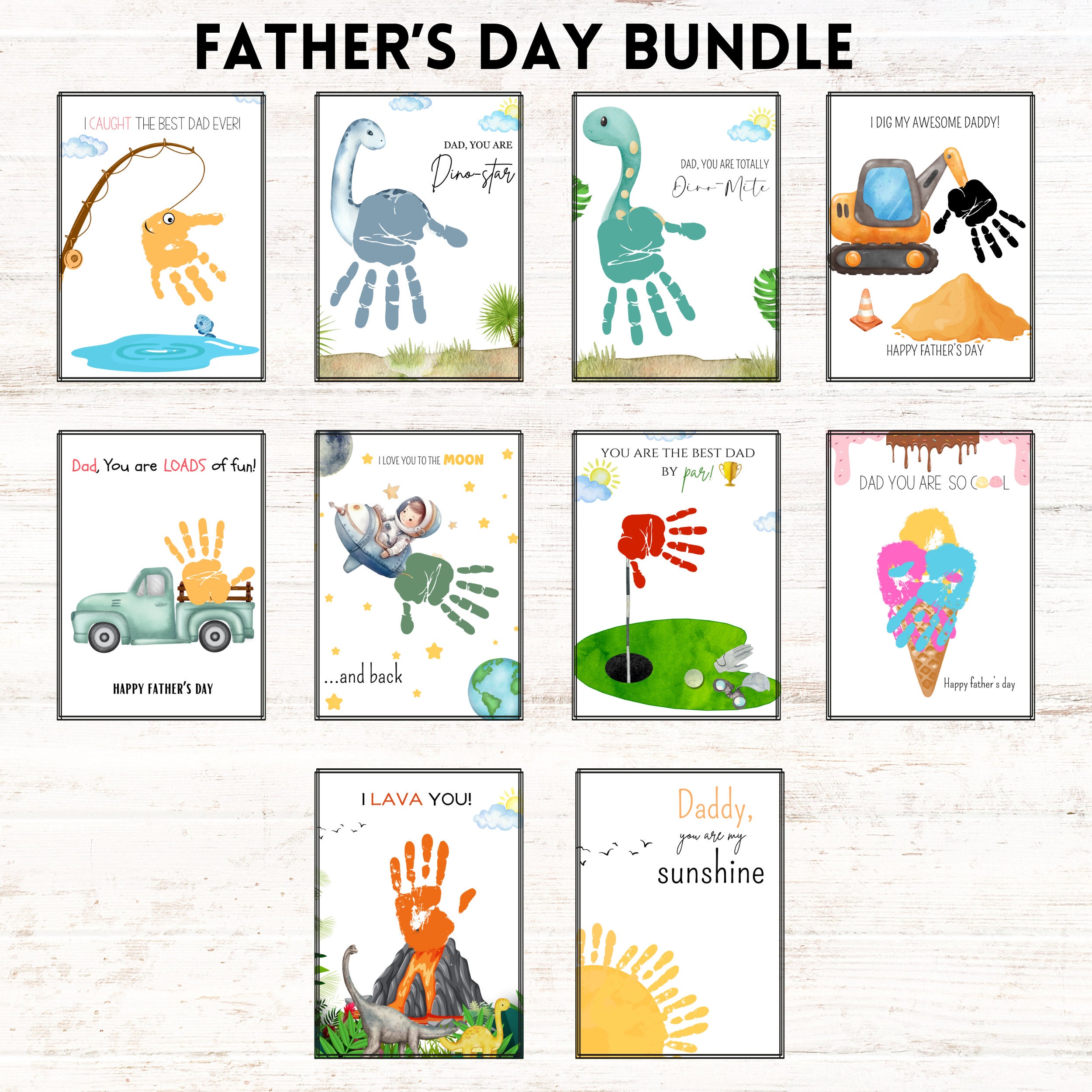 Fathers Day Handprint Craft Bundle, DIY Keepsake Printable, Father’s ...