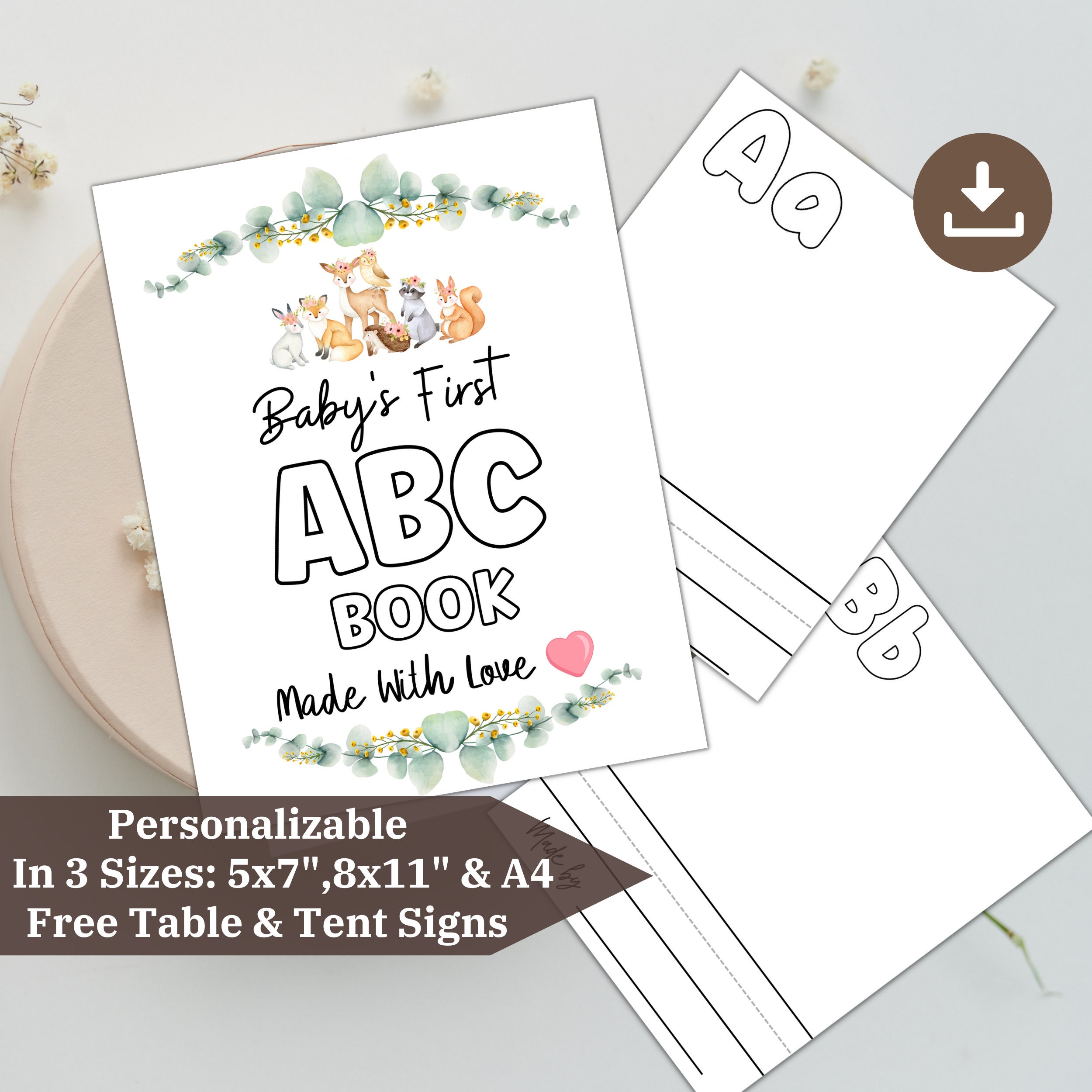 ABC Baby Shower Book Blank Alphabet Book Baby Shower Activity Babys ...