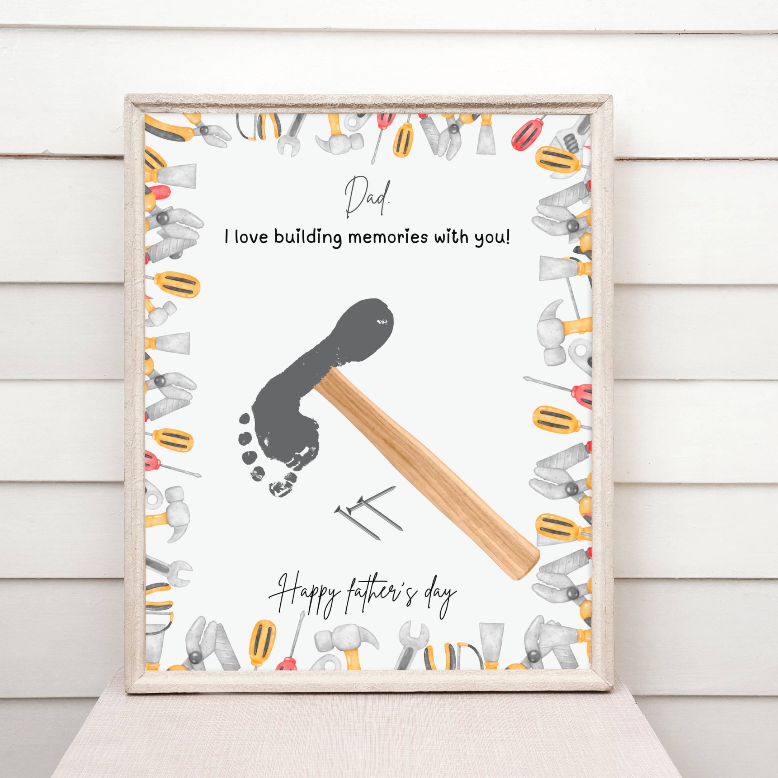Hammer Footprint Art Fathers Day Craft Gift for Dad Toddler Baby ...