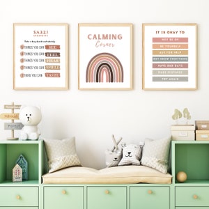 Set of 6 Boho Calming Corner Posters, Printable Emotions Chart, Coping ...