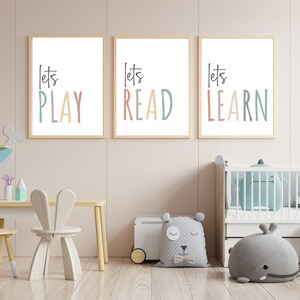 Lets Play Read Learn Printable Educational Kids Room Homeschool Decor ...