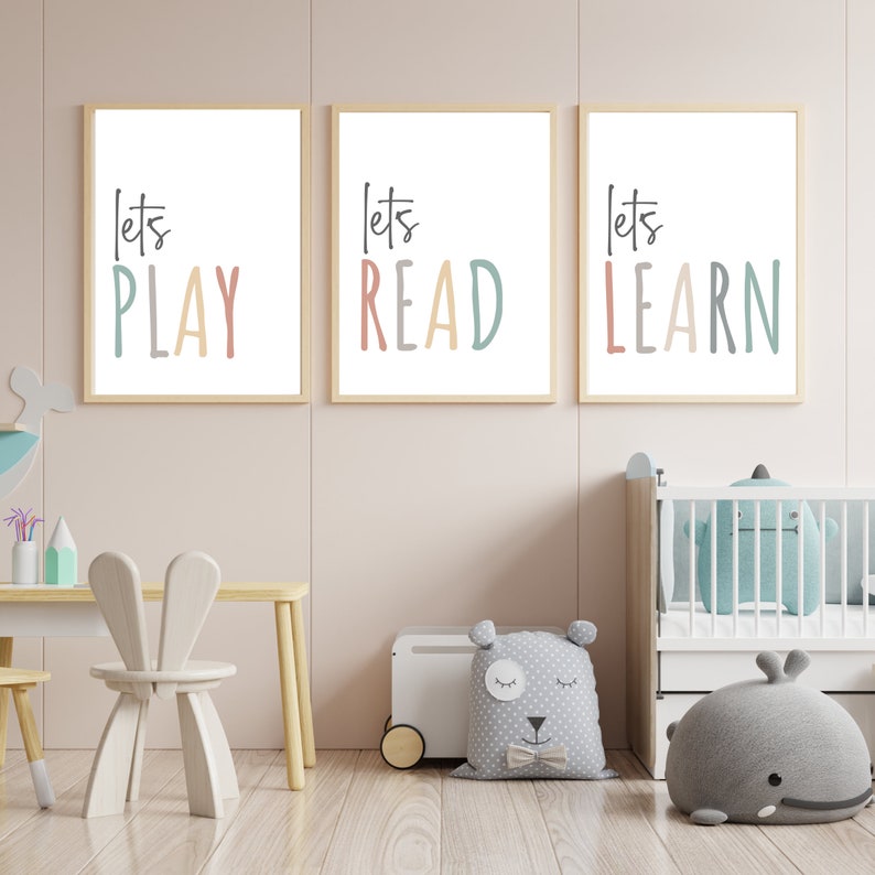Lets Play Read Learn Printable Educational Kids Room Homeschool Decor ...