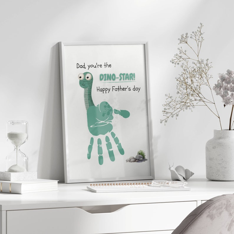 Papa Handprint Art Fathers Day Gift Dinosaur Handprint Craft DIY ...