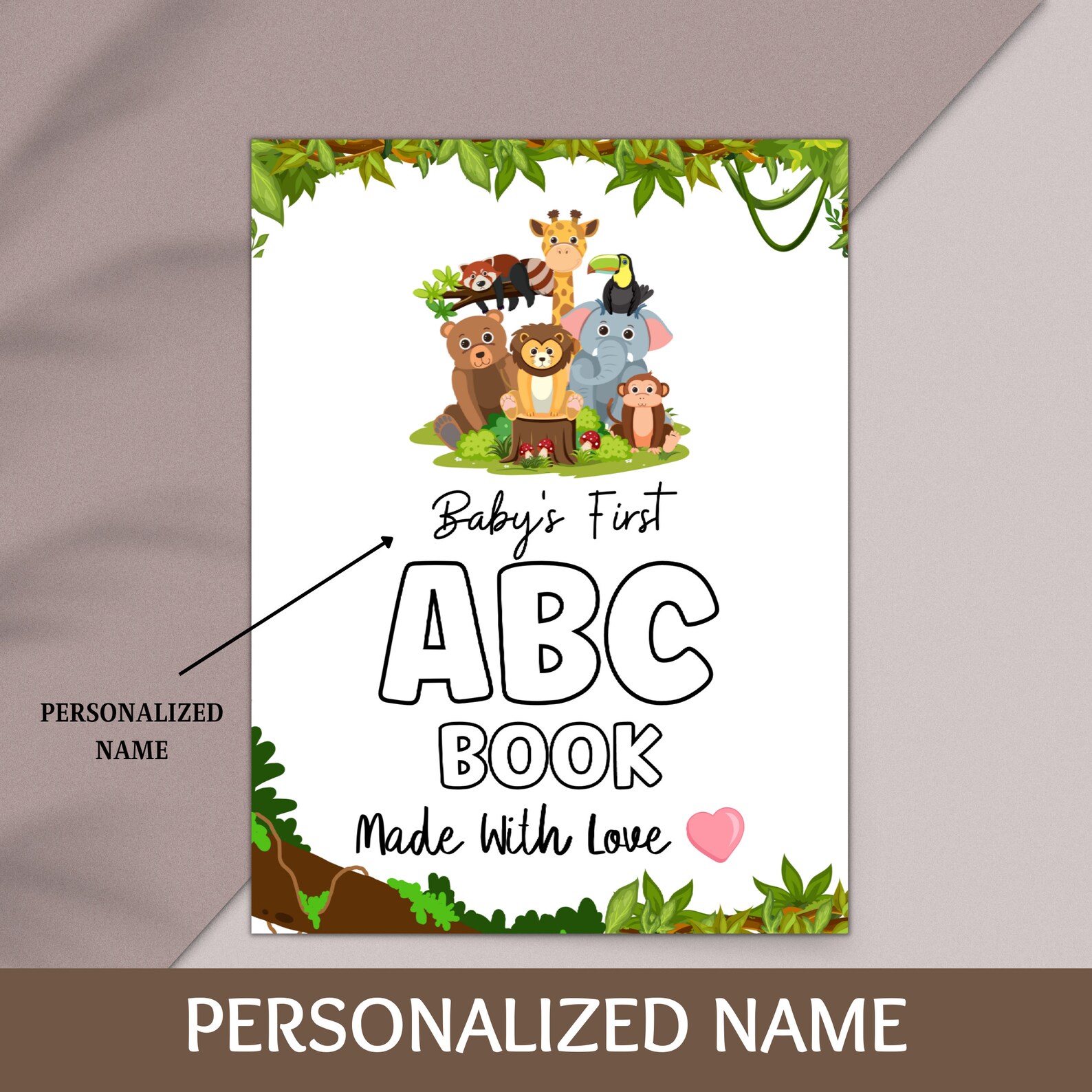 Safari ABC Coloring Book: Printable Baby Shower Activity (digital ...