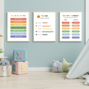 Rainbow School Counseling Posters: Therapy Office Decor (digital ...