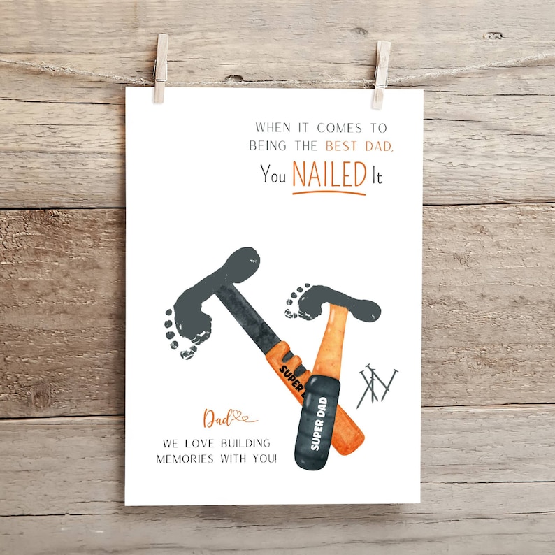 Footprint Hammer Art: DIY Dad Keepsake Gift (digital Download) - Etsy