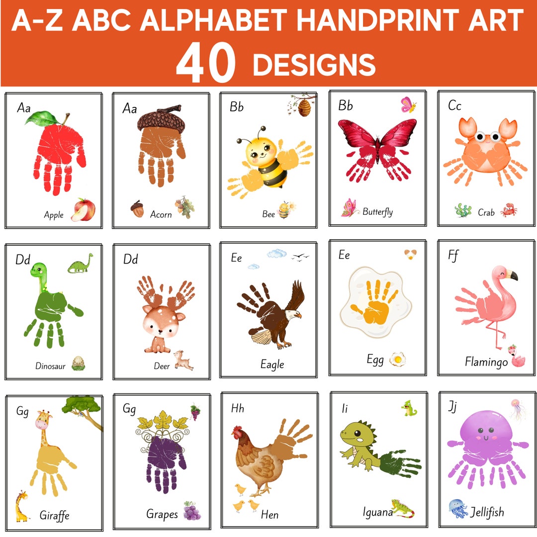 Alphabet Handprint Art: A-Z Animal Footprint Memory Book (digital ...