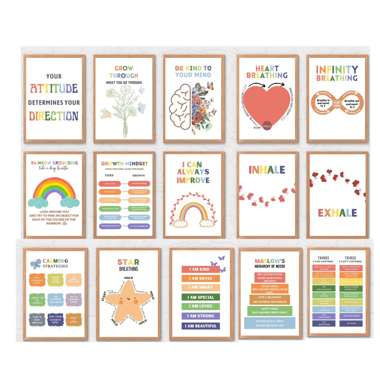 Rainbow School Counseling Posters: Therapy Office Decor (digital ...