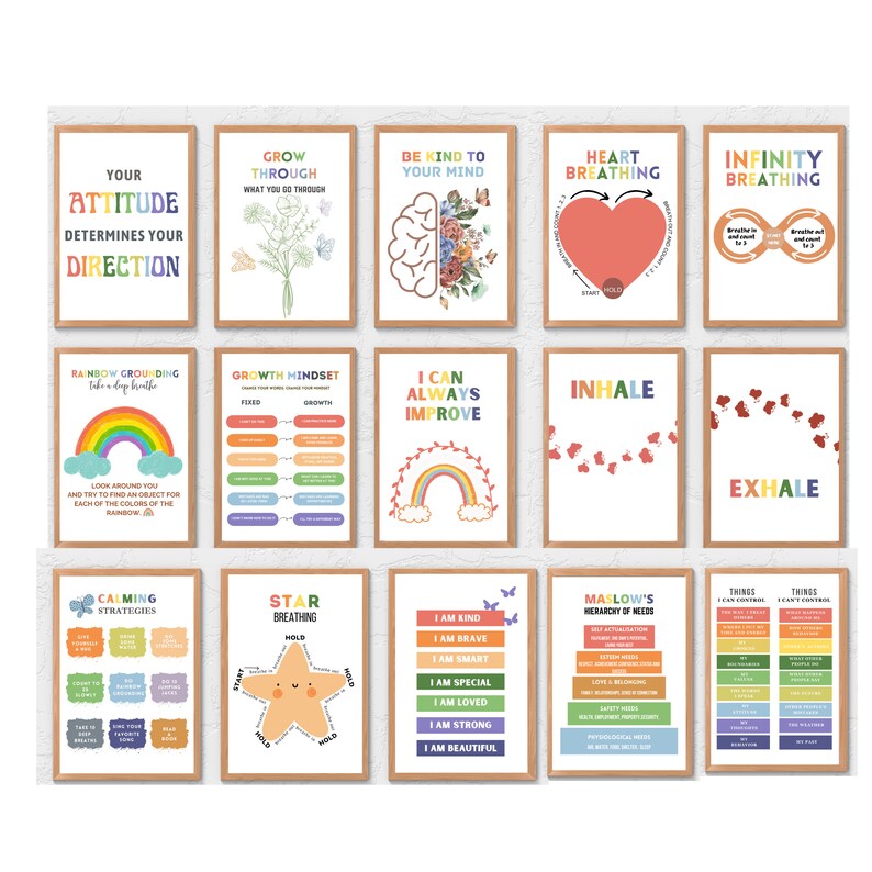 Rainbow School Counseling Posters: Therapy Office Decor (digital ...