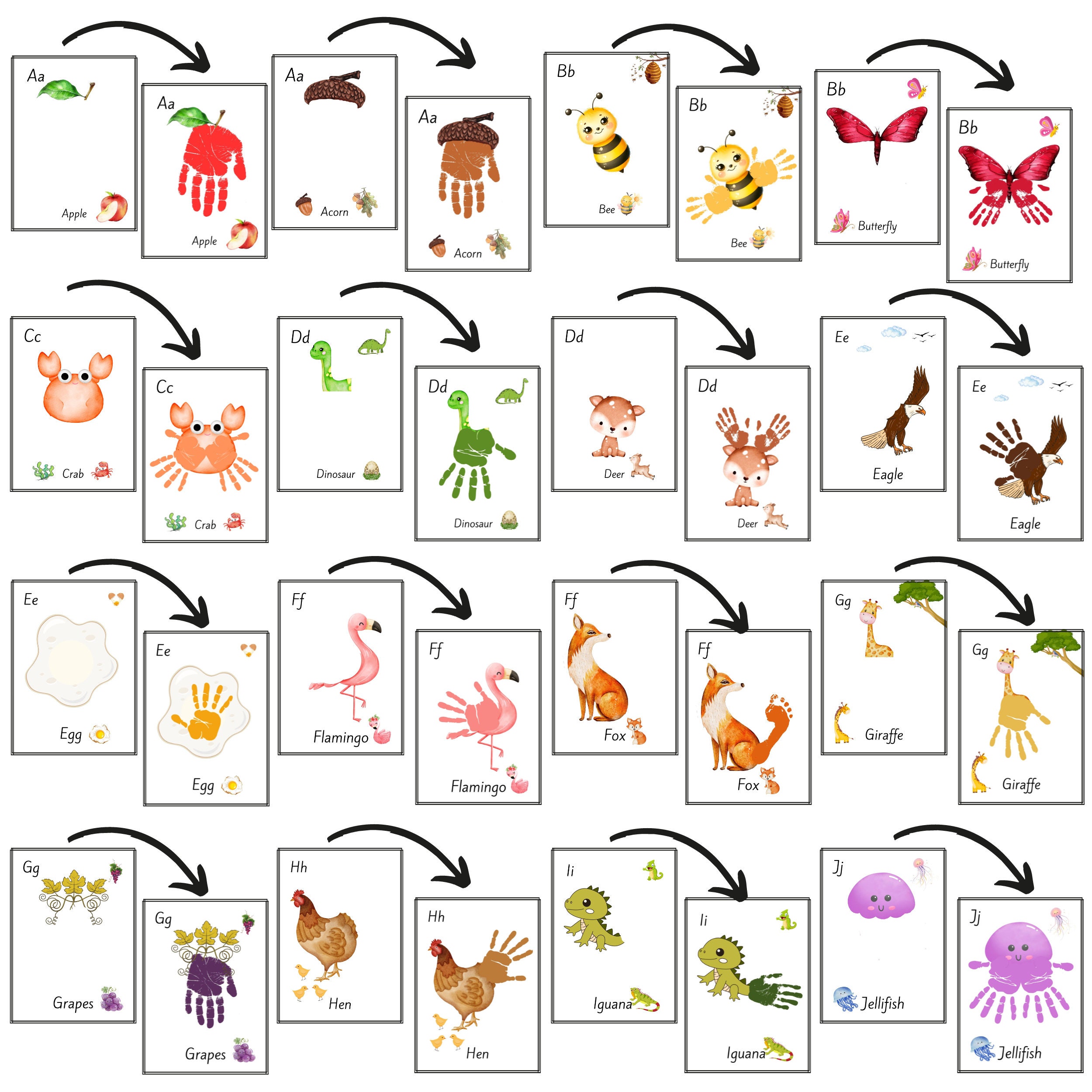 Alphabet Handprint Art: A-Z Animal Footprint Memory Book (digital ...