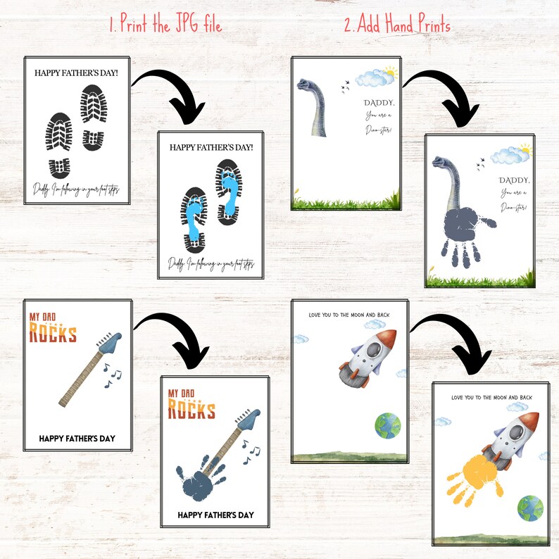 Father's Day Handprint Art Printable Bundle DIY Personalized Keepsake ...