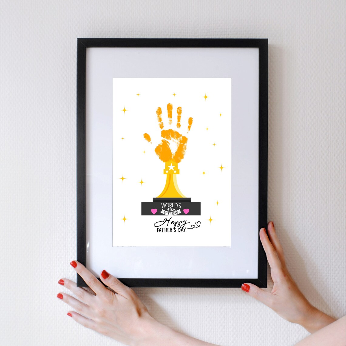 Best Dad Handprint Keepsake, Trophy Template, DIY Digital Download ...