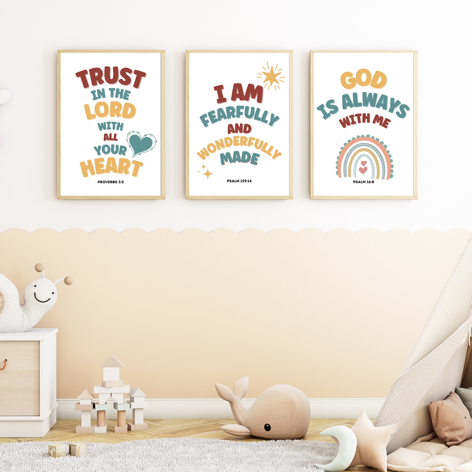 Kids Bible Verse Wall Art Prints Sunday School Decor Christian ...
