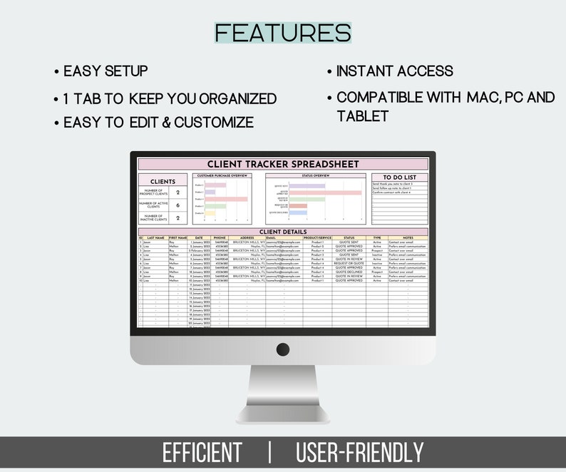 Client Tracker Spreadsheet for Google Sheets Client - Etsy
