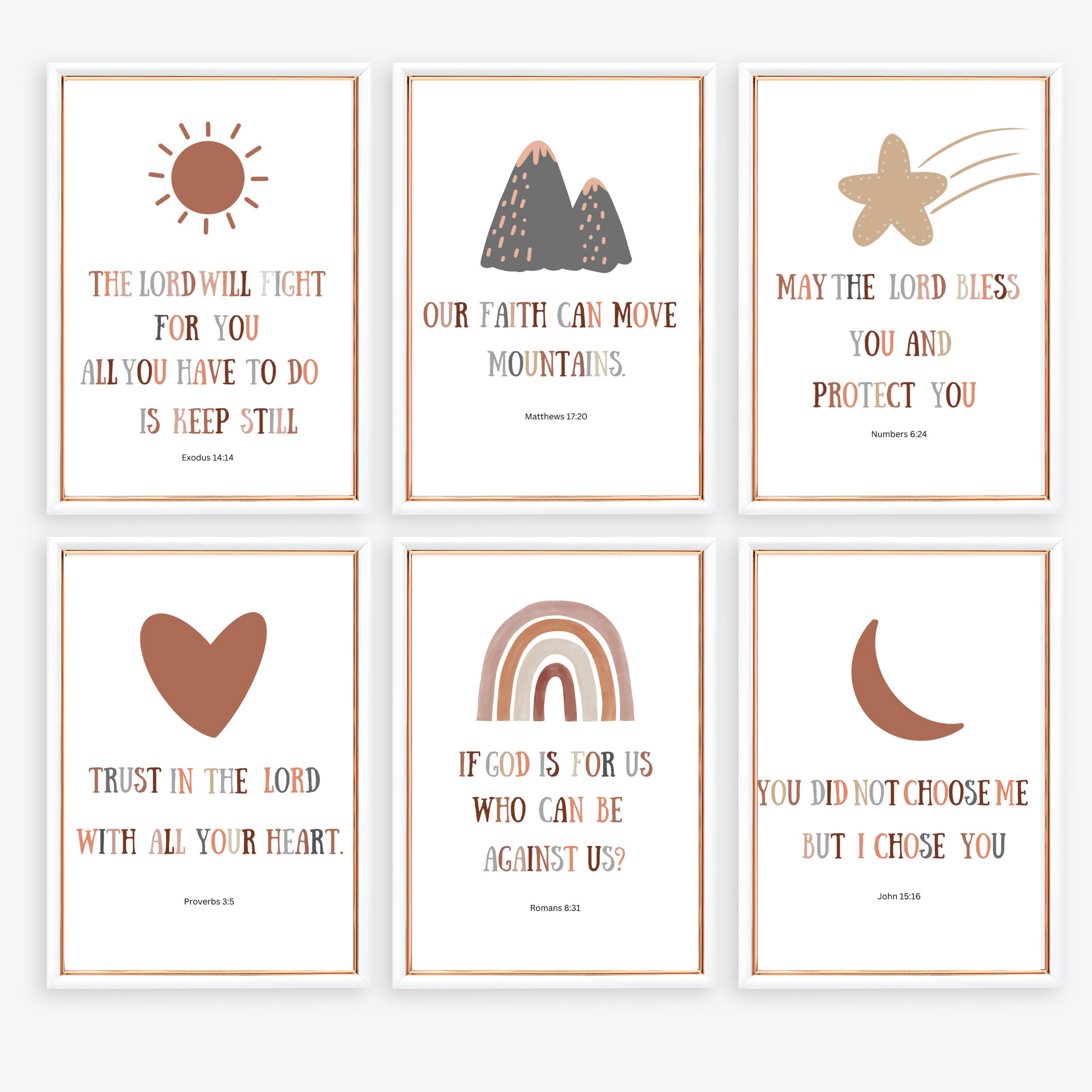 Christian Boho Nursery Prints: Bible Verse Wall Art Set (digital ...