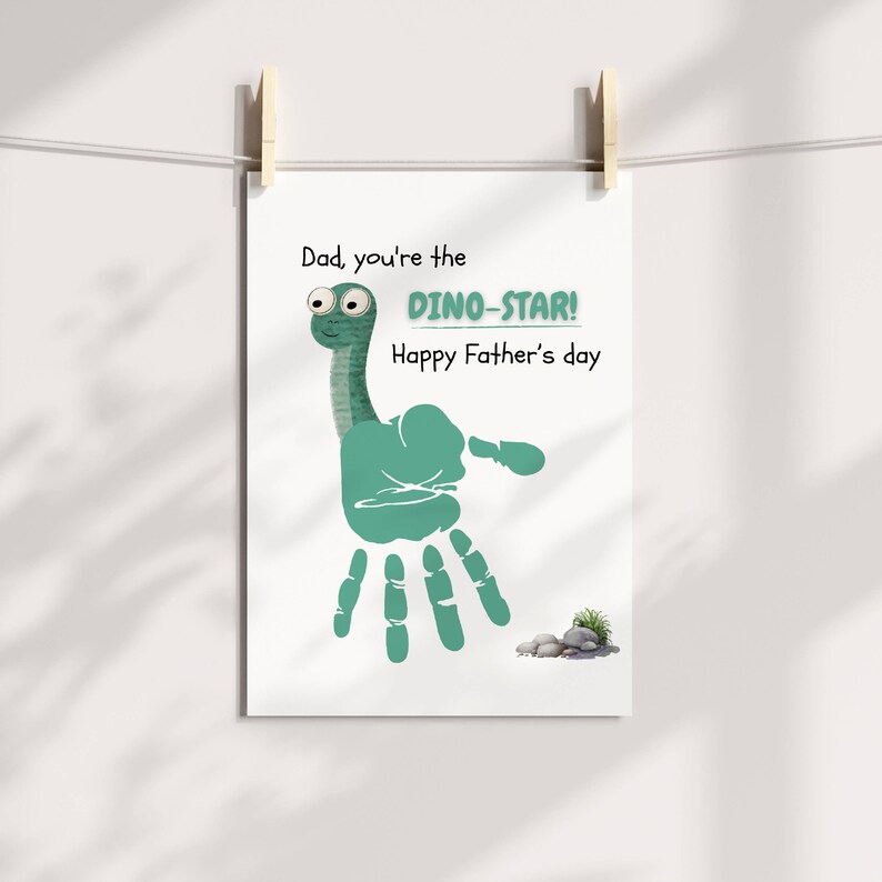 Papa Handprint Art Fathers Day Gift Dinosaur Handprint Craft DIY ...