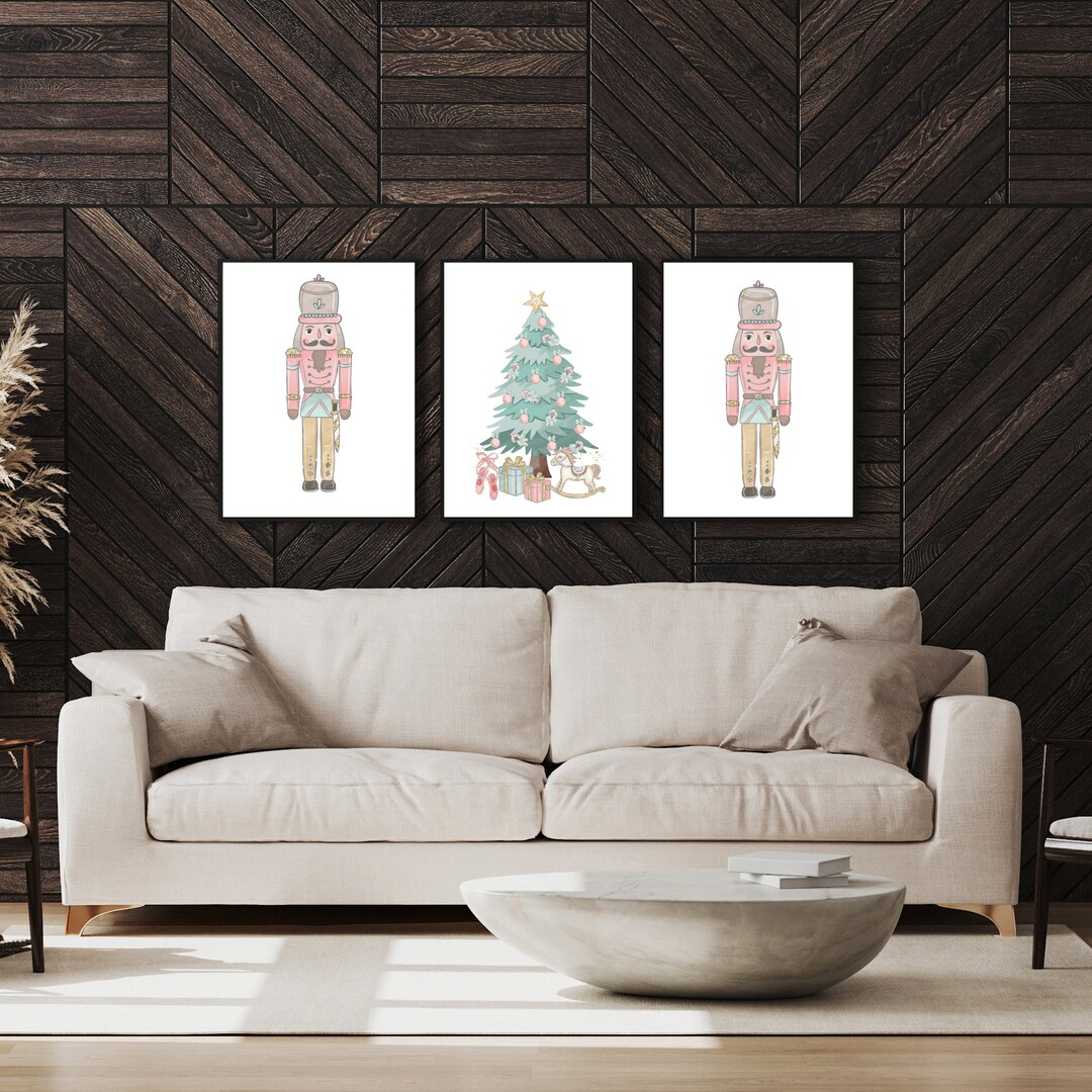 Nutcracker Soldier Prints Set of 3, Christmas Nursery Wall Art, Pastel ...