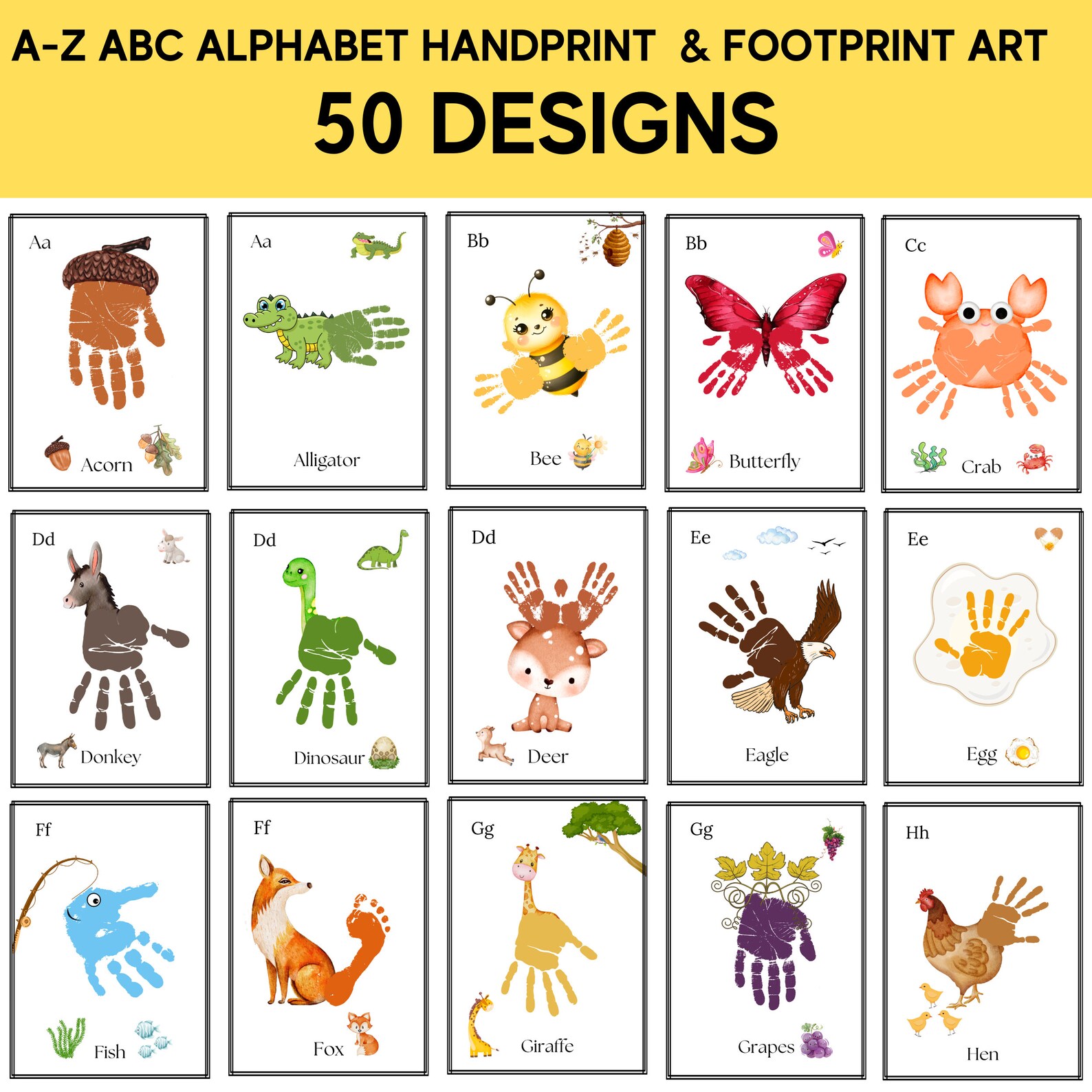 Handprint Alphabet Book - ABC Handprint Art for Kids, A-Z Phonic ...