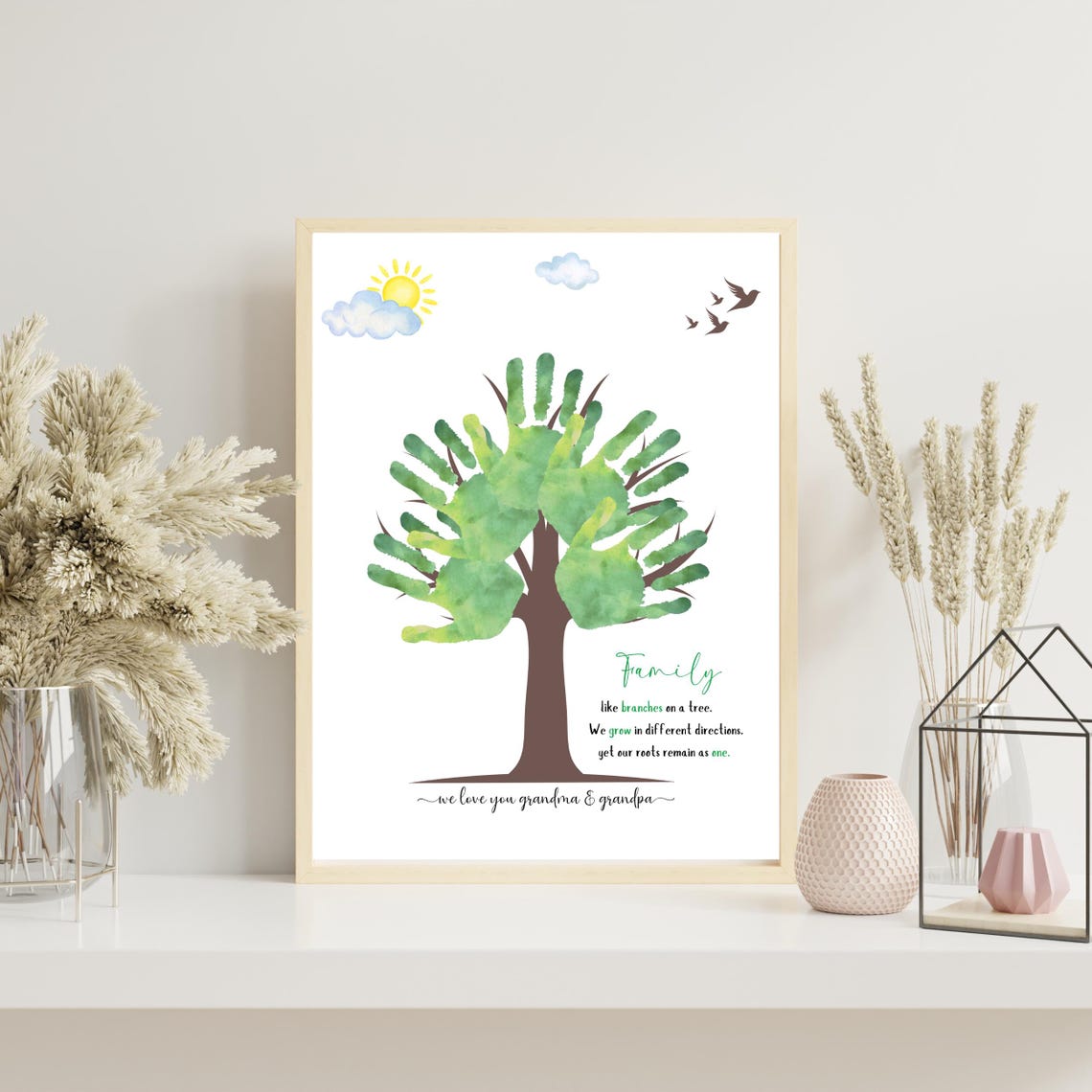 Handprint Family Tree Art: Personalized Grandparent Keepsake (digital ...