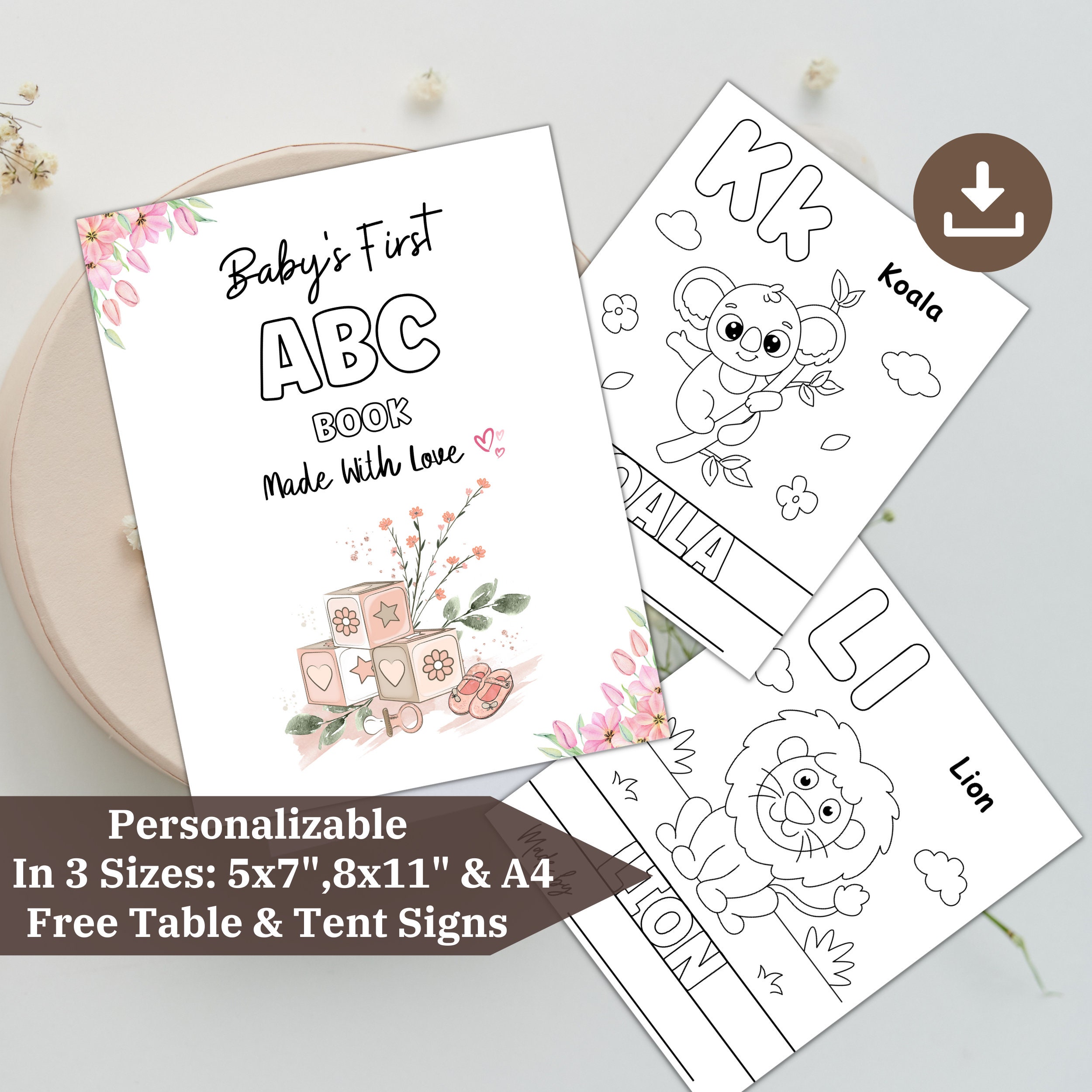 ABC Coloring Pages Girl Baby Shower ABC Book Baby Shower Baby Shower ...