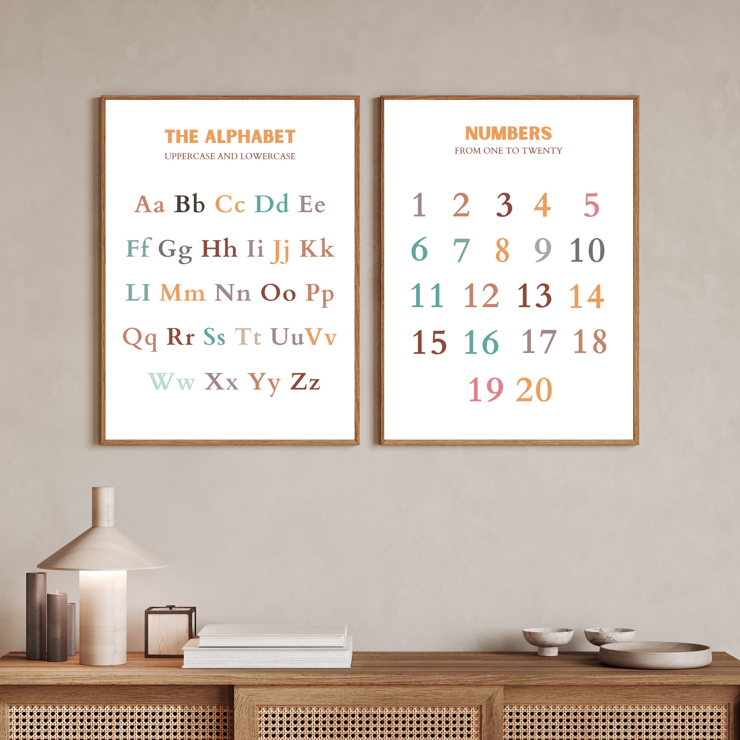 Rainbow Alphabet Poster Handwriting Chart Print Educational Wall Art ...