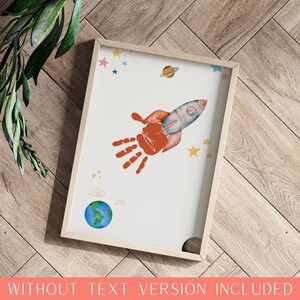 Fathers Day Handprint Craft, Printable Moon & Rocket Art, DIY Preschool ...