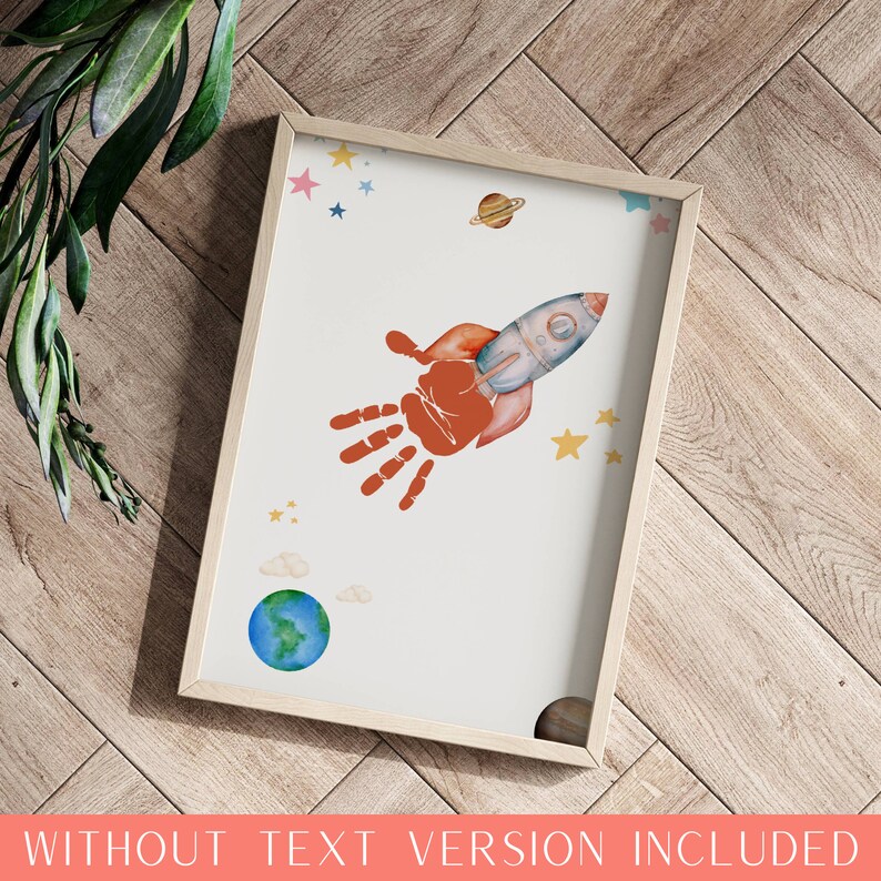 Fathers Day Handprint Craft, Printable Moon & Rocket Art, DIY Preschool ...